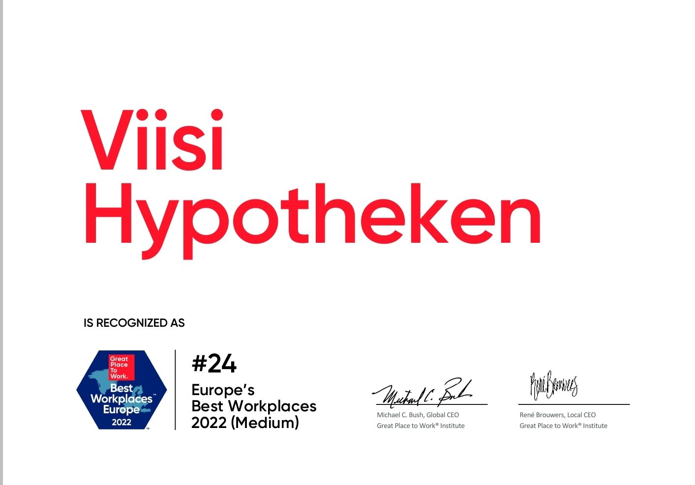 Great Place to Work: Viisi hoort ook in Europa bij de topwerkgevers ...